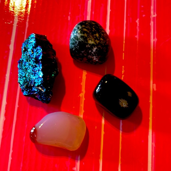Other | Chalcopyrite Tree Agate Snowflake Obsidian And Carnelian Bundle ...